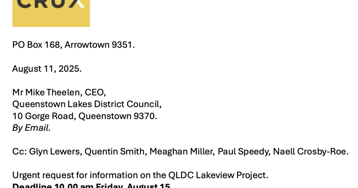 Our QLDC Lakeview questions - Deadline, Friday August 15. | Crux